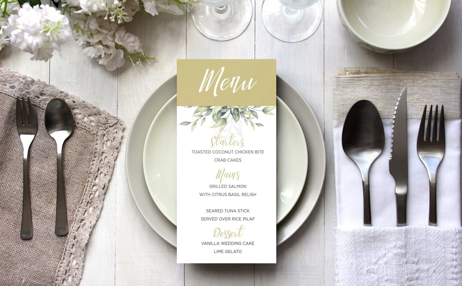 DL Wedding Menu Single Sided - Wedding Stationery - Manchester